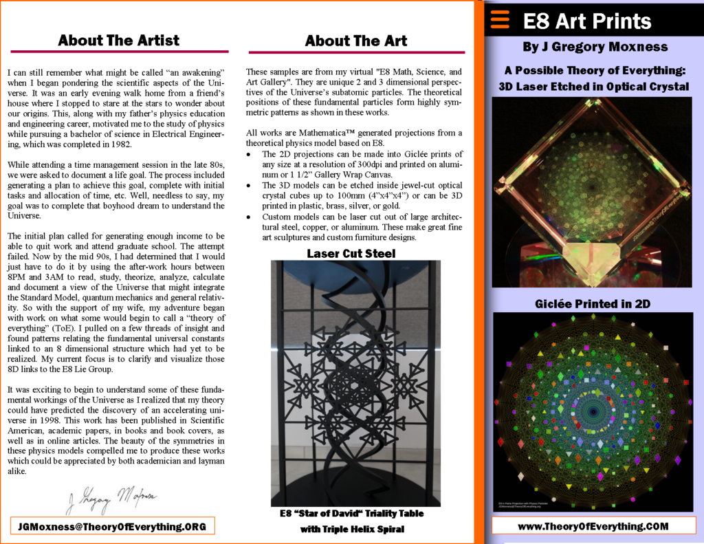 E8 Art TriFold Brochure - Visualizing a Theory of Everything!
