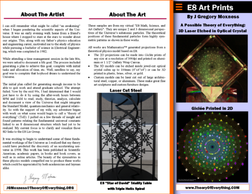 E8 Art TriFold Brochure - Visualizing a Theory of Everything!